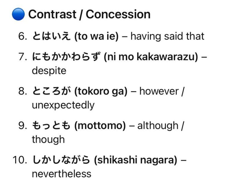 JLPT N1 Conjunctions list