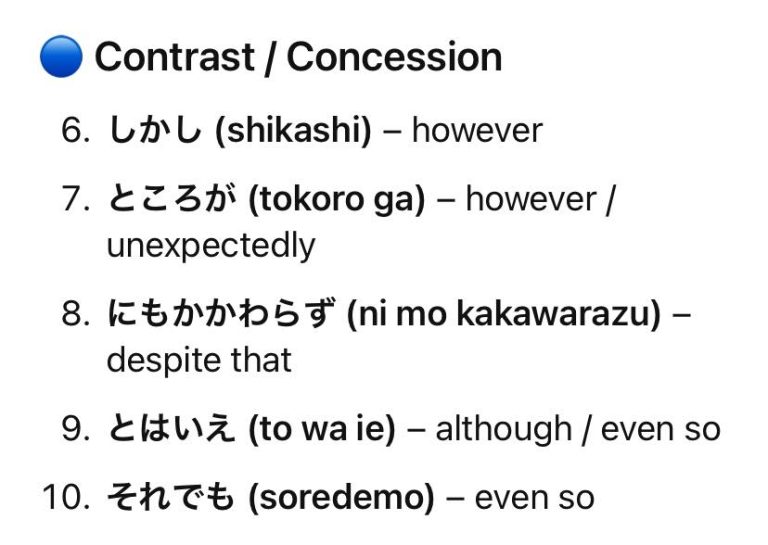 JLPT N2 Conjunctions List